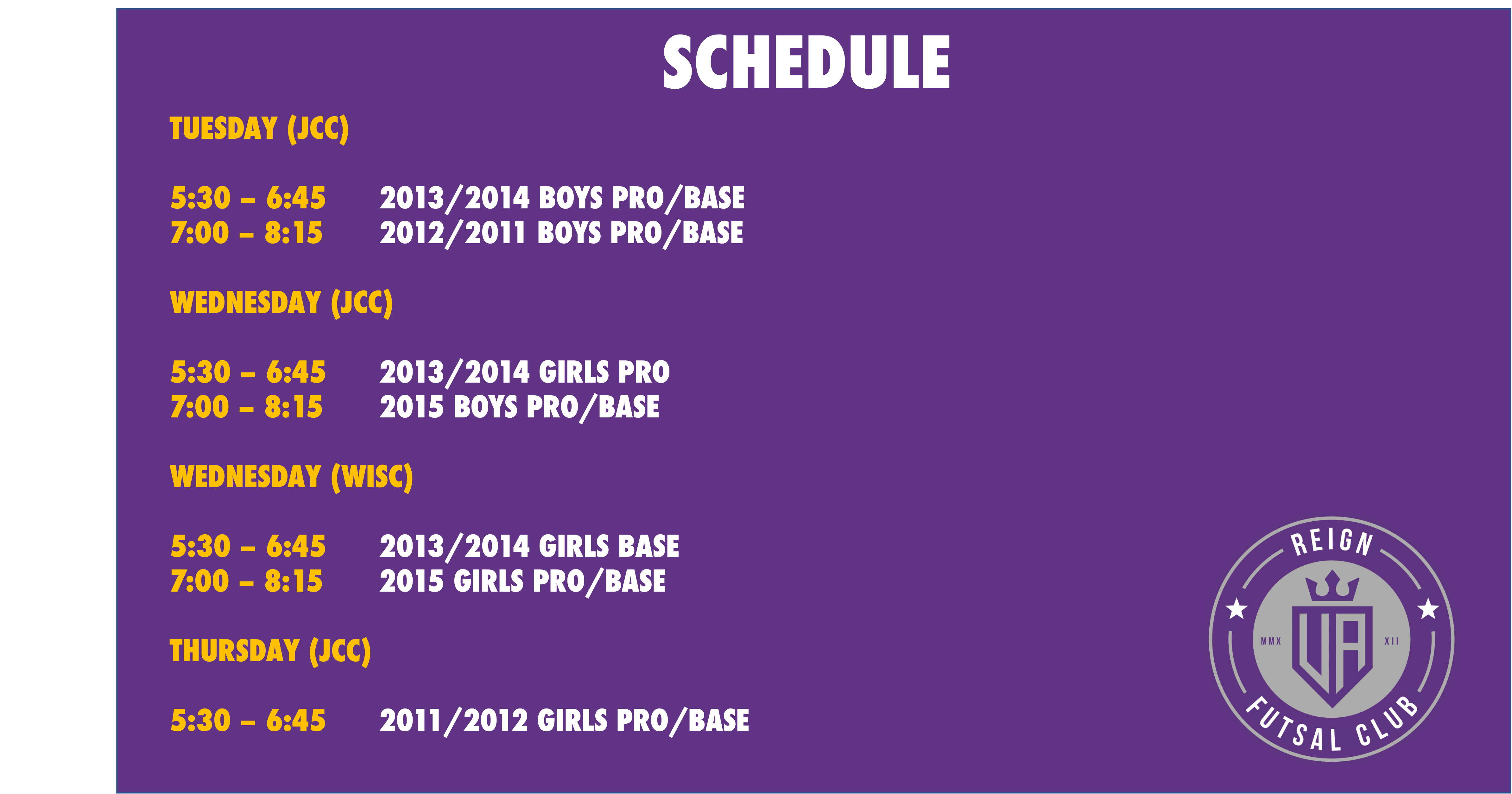 Schedule | Reign Football Club